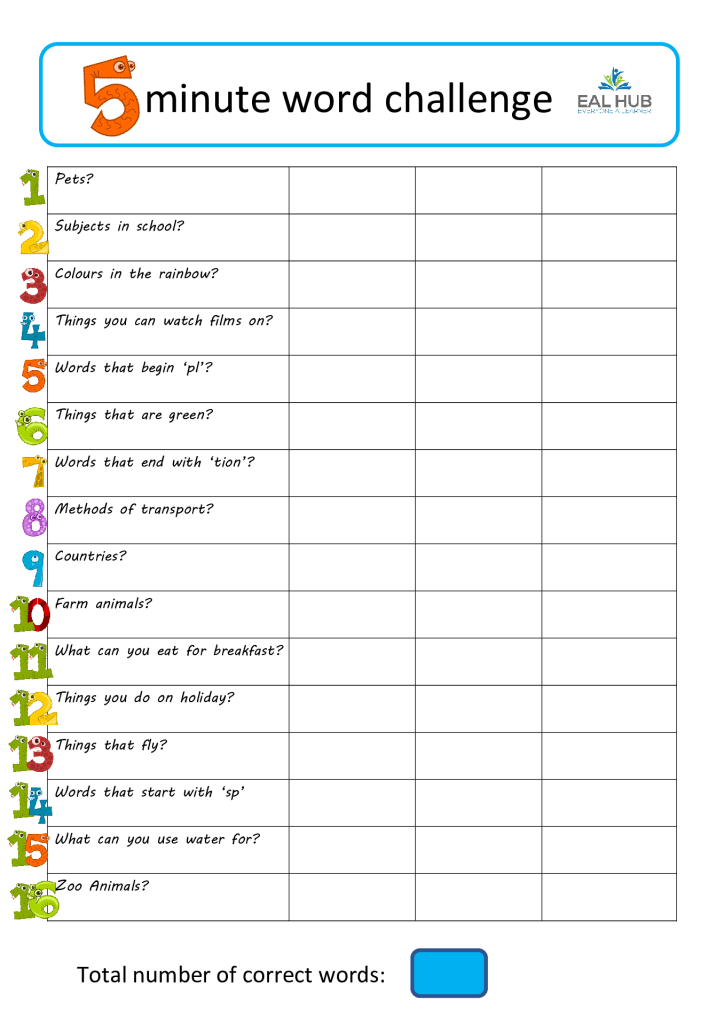 5 Min Challenge – EAL Hub