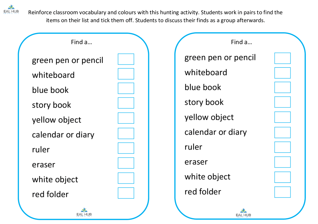 Classroom Objects – EAL Hub