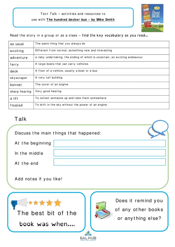 100 Decker Bus Text Talk Comprehension – EAL Hub